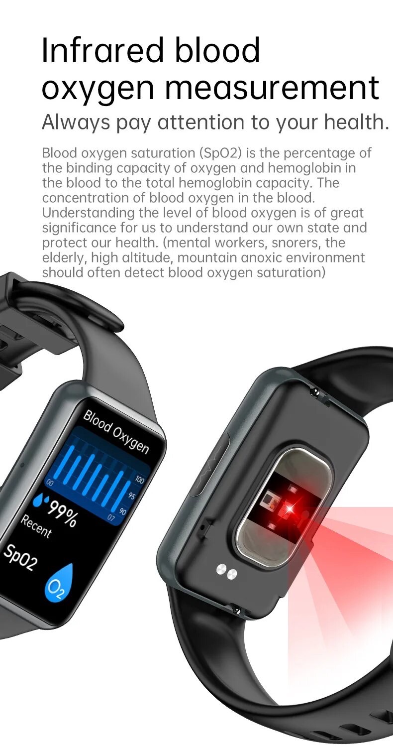 นาฬิกาอัจฉริยะ Kawa JL6 วัดน้ำตาลในเลือด ECG วัดอัตราการเต้นหัวใจ กันน้ำ วัดแคลลอรี่ รองรับภาษา ...