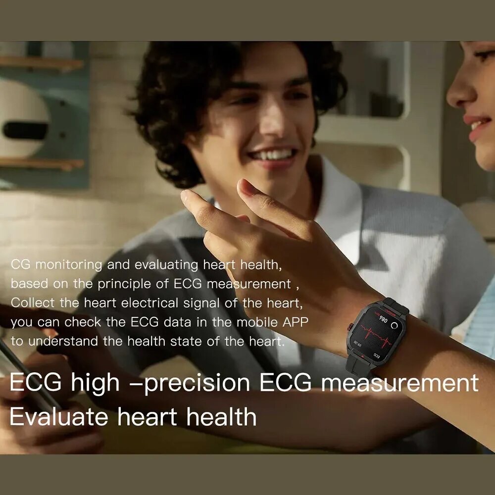 นาฬิกาอัจฉริยะ Kawa E01 วัดน้ำตาลในเลือด ECG วัดอัตราการเต้นหัวใจ กันน้ำ วัดแคลลอรี่ รองรับภาษา ...