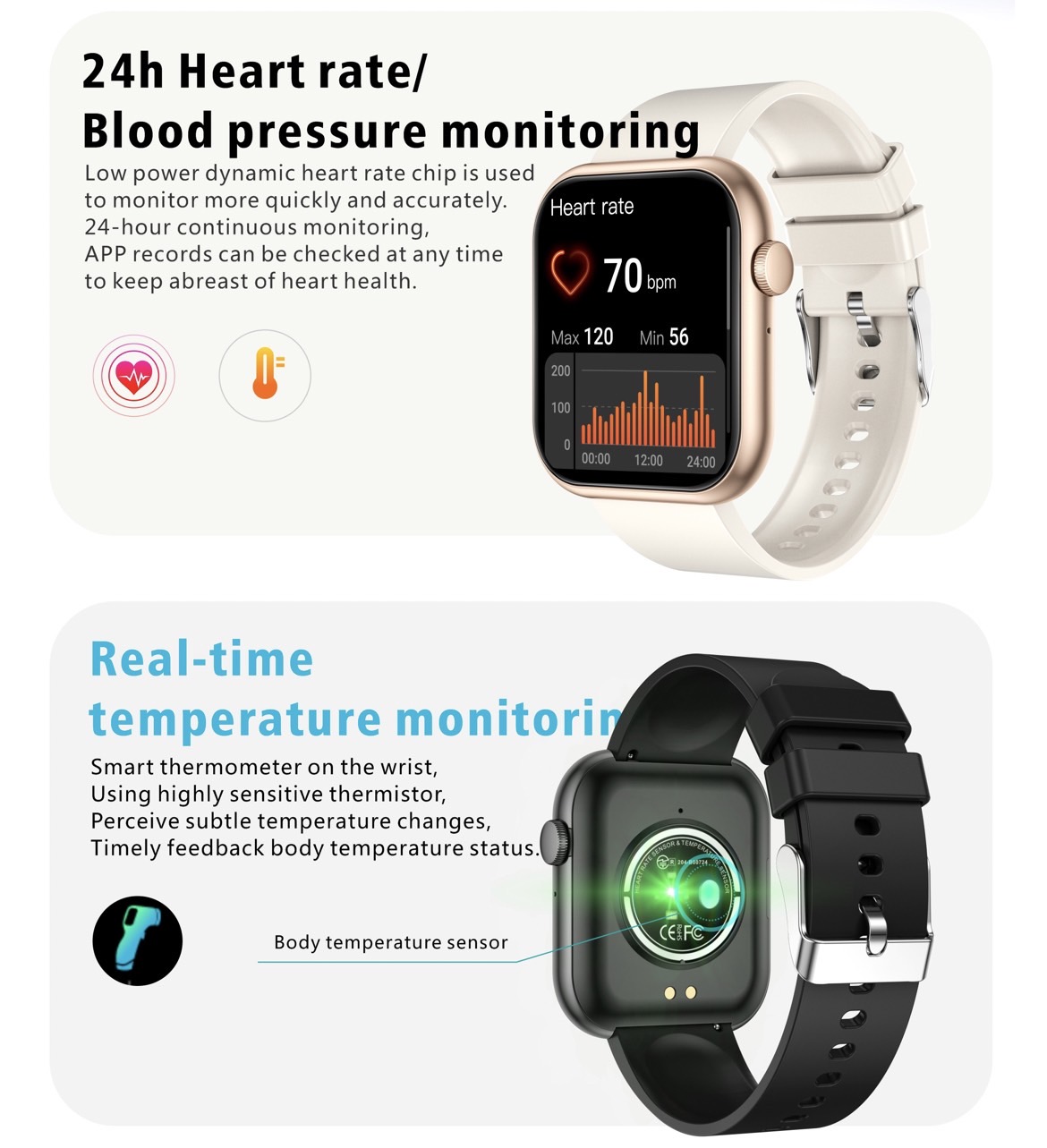 นาฬิกาอัจฉริยะ Kawa Q7 Pro วัดน้ำตาลในเลือด วัดอัตราการเต้นหัวใจ กันน้ำ วัดแคลลอรี่ รองรับภาษา ...